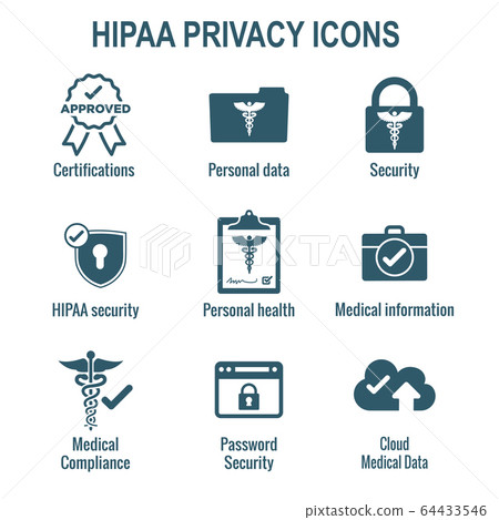 HIPAA Compliance icon set with hippa image - Stock Illustration ...