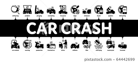Car Crash Accident Minimal Infographic Banner... - Stock Illustration ...