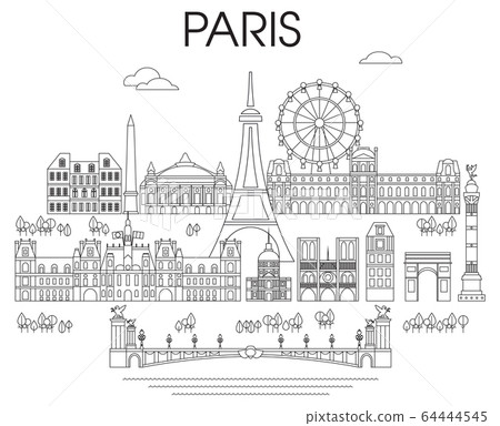 Paris Skyline line art 9 - Stock Illustration [64444545] - PIXTA