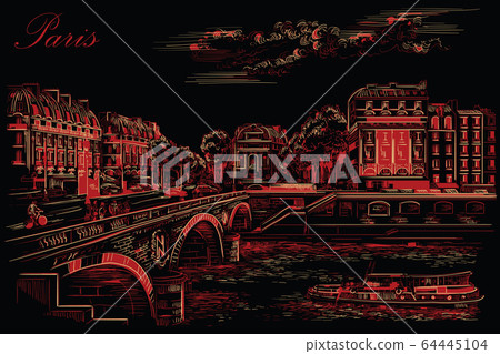 Black and red vector hand drawing Paris 7 - Stock Illustration ...