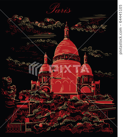 Black and red vector hand drawing Paris 9 - Stock Illustration ...