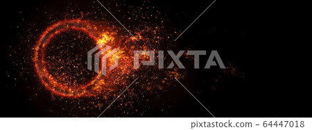 Abstract fire circle illuminating the darkness - Stock Illustration ...