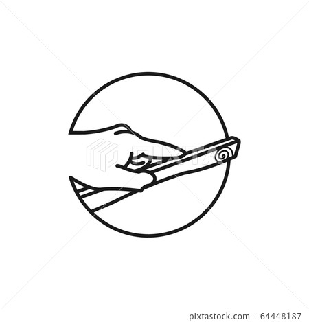 hand holding ruler logo vector illustration - Stock Illustration ...