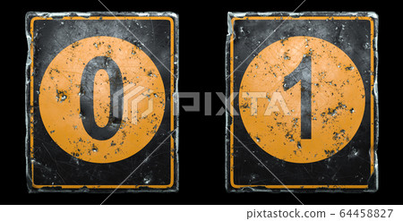 Set of public road sign orange and black color... - Stock Illustration ...