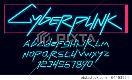 Vector neon cyber font and alphabet.... - Stock Illustration [64463924 ...