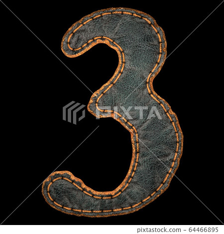 Number 3 made of leather. 3D render font with... - Stock Illustration ...