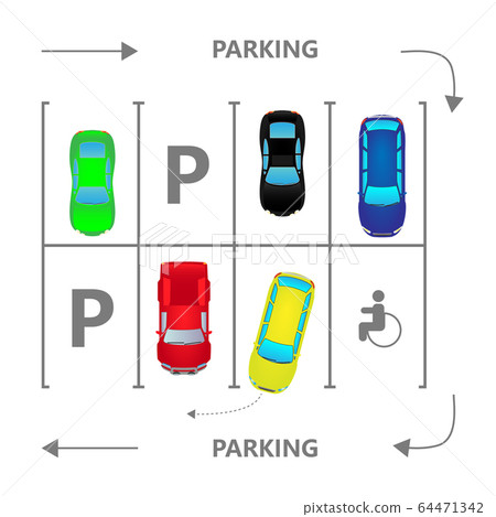 Top view city car parking vector illustration.... - Stock Illustration ...