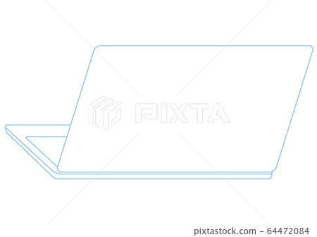 Illustration of back of laptop computer Line only - Stock Illustration ...