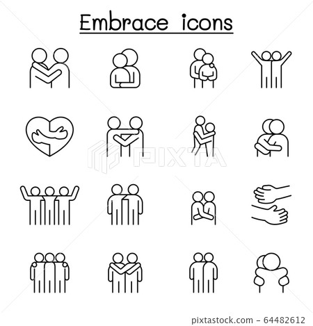 Hug icon set in thin line style - Stock Illustration [64482612] - PIXTA