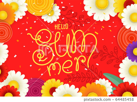 Hello summer vector concept with flowers - Stock Illustration [64485458 ...