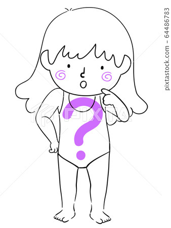 Kid Girl Question Mark Body Illustration - Stock Illustration [64486783 ...