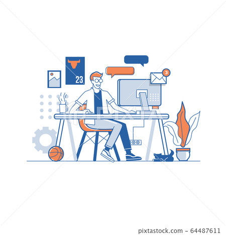 graphic designer in working hour - Stock Illustration [64487611] - PIXTA