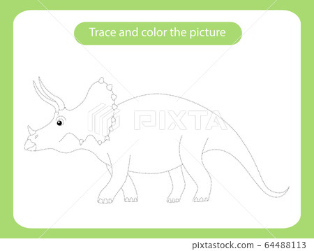 Triceratops dinosaur. Trace and color the picture - Stock Illustration ...