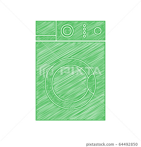 Washing machine sign. Green scribble Icon with... - Stock Illustration ...