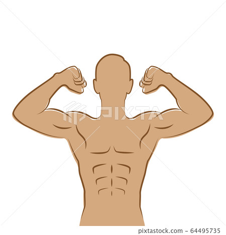muscular strong man outline isolated on white...-插圖素材 [64495735] - PIXTA圖庫