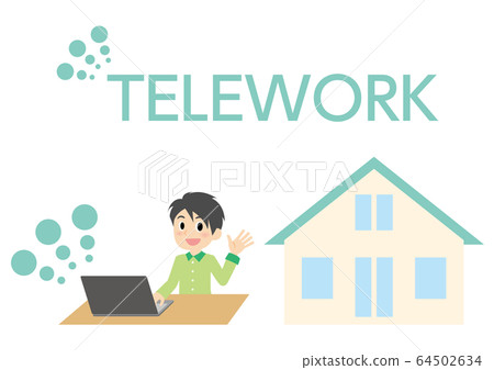 Illustration of telework man - Stock Illustration [64502634] - PIXTA