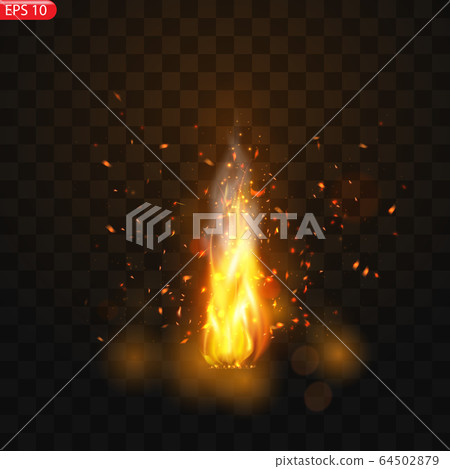 Realistic burning fire flames vector - Stock Illustration [64502879 ...