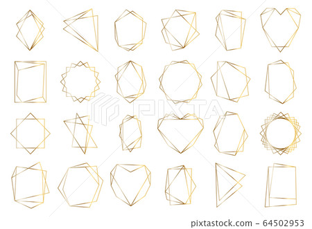 Golden geometric frames. Elegant gold hexagonal... - Stock Illustration ...