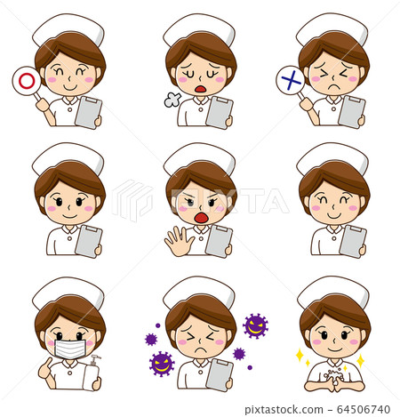 Nurse Illustration Facial Expression Set Mask... - Stock Illustration ...