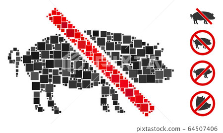 Square Forbidden Pork Icon Vector Mosaic - Stock Illustration [64507406 ...