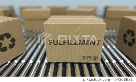 Cardboard boxes with FULFILLMENT text move on...-插圖素材 [64508681] - PIXTA圖庫