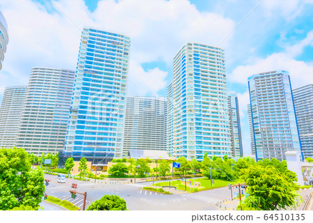 High-rise apartment in Yokohama, anime style - Stock Illustration ...