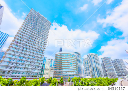 High-rise apartment in Yokohama, anime style - Stock Illustration ...