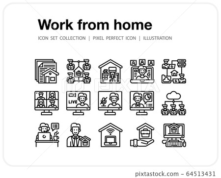 Work from home icons set, Pixel perfect icon,... - Stock Illustration ...