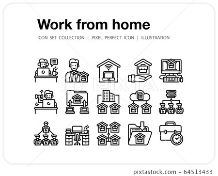 Work from home icons set, Pixel perfect icon,... - Stock Illustration ...