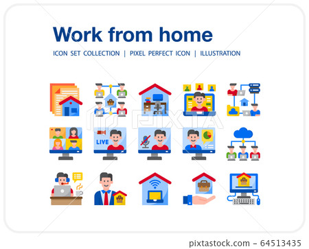 Work from home icons set, Pixel perfect icon,... - Stock Illustration ...
