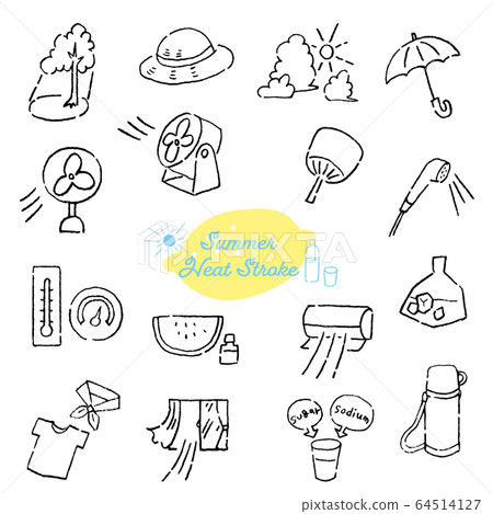 Summer heat stroke icon style line drawing - Stock Illustration ...
