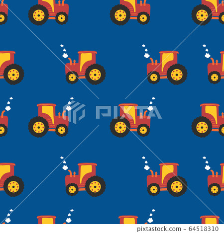 Tractor kids pattern. Seamless vector... - Stock Illustration [64518310 ...