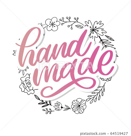 Hand made. Vector icon. Sign. Hand lettering. - Stock Illustration ...