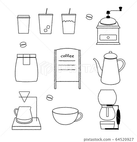 Coffee line drawing set - Stock Illustration [64520927] - PIXTA