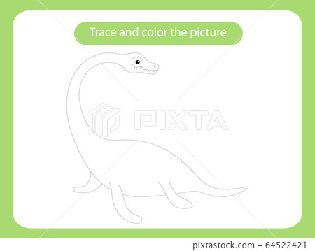 Plesiosauria dinosaur. Trace and color the picture - Stock Illustration ...