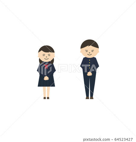 Male and female students bowing - Stock Illustration [64523427] - PIXTA