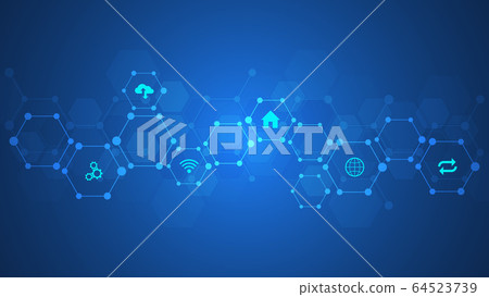 Technology background with flat icons and... - Stock Illustration ...