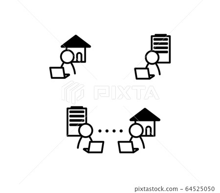Home / telework icon set / illustration /... - Stock Illustration ...