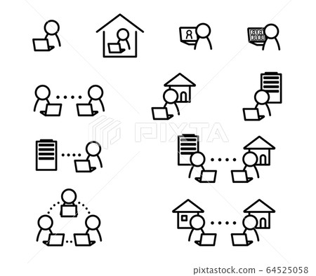 Home / telework icon set / illustration /... - Stock Illustration ...