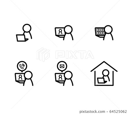 Home / telework icon set / illustration /... - Stock Illustration ...