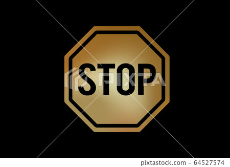 The gold stop warning sign flat icon street... - Stock Illustration ...