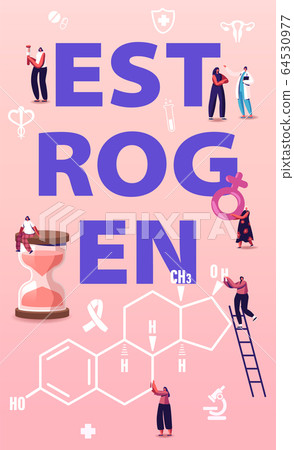 Hormones Health Concept. Tiny Female Characters... - Stock Illustration ...