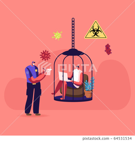 Home Isolation during Bio Hazard Epidemic... - Stock Illustration ...