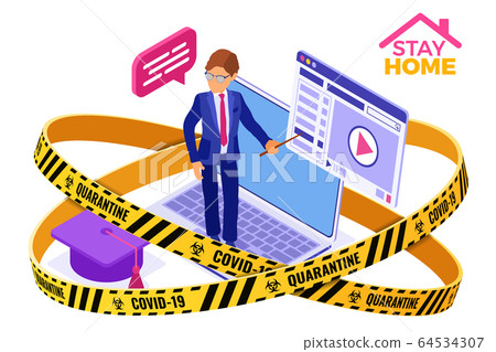 covid-19 quarantine stay home online education - Stock Illustration ...