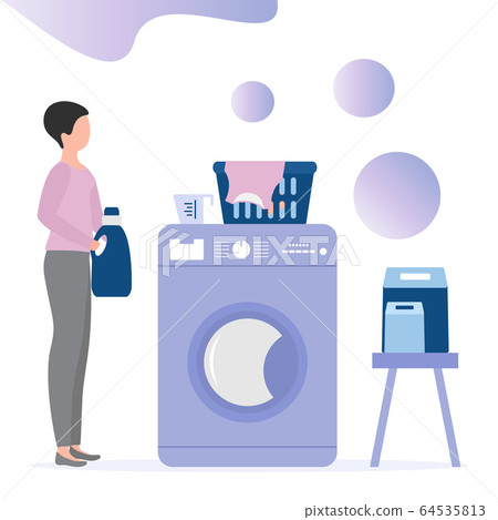 Vector Laundry service Washing clothes Household - Stock Illustration ...