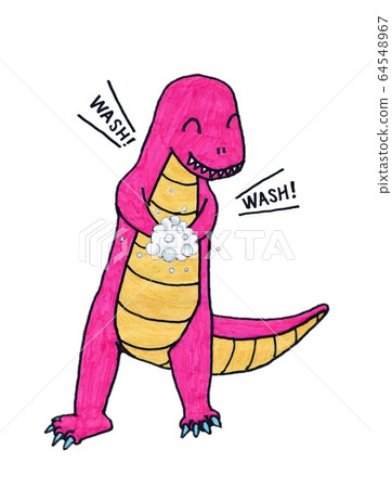 Dinosaur washing hands - Stock Illustration [64548967] - PIXTA