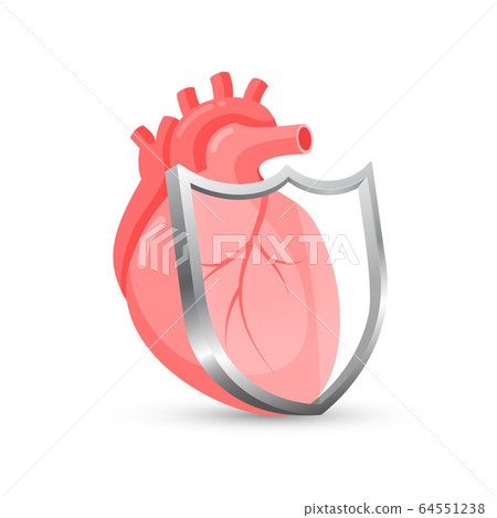 Abstract human heart with a shield. - Stock Illustration [64551238] - PIXTA