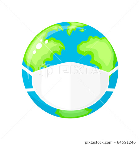 Planet Earth with face mask protect. - Stock Illustration [64551240 ...