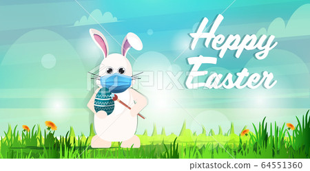 rabbit in mask drawing on egg happy easter...-插圖素材 [64551360] - PIXTA圖庫