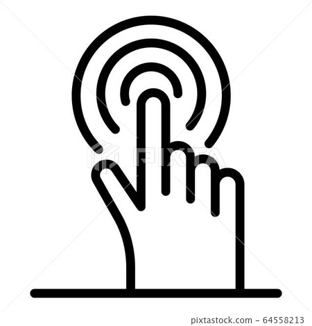 Finger presses a button icon, outline style - Stock Illustration ...